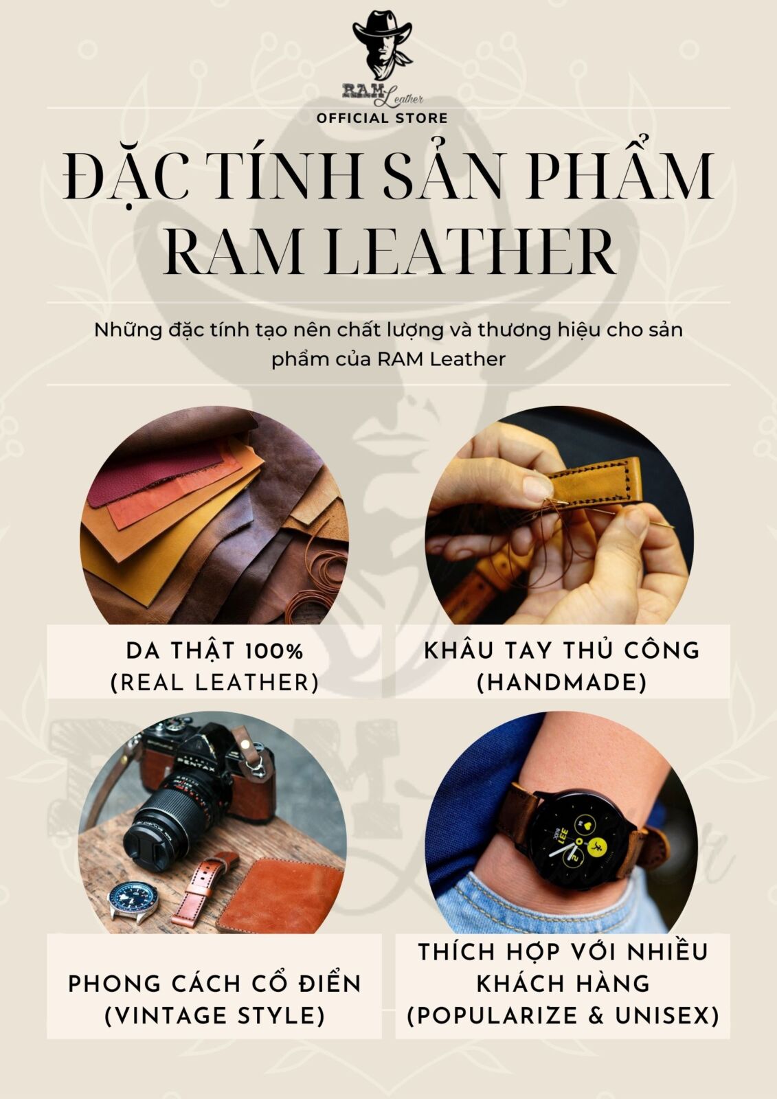 Tấm Đệm Dây Đồng Hồ Da Bò Rằn Ri Quân Đội Cao Cấp - Ram Leather ...